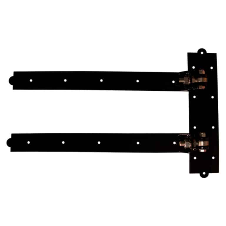 Madison adjustable double-strap hinge is powder coated black