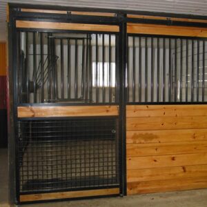 Oxford Stall Front with Mesh Bottom V-Door & Feed Door | RAMM Fence ...